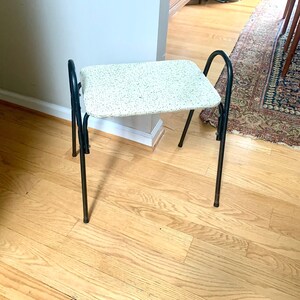 Vintage MCM Vinyl Stool | MCM Foot Stool | Rustic Black Metal Stool ...