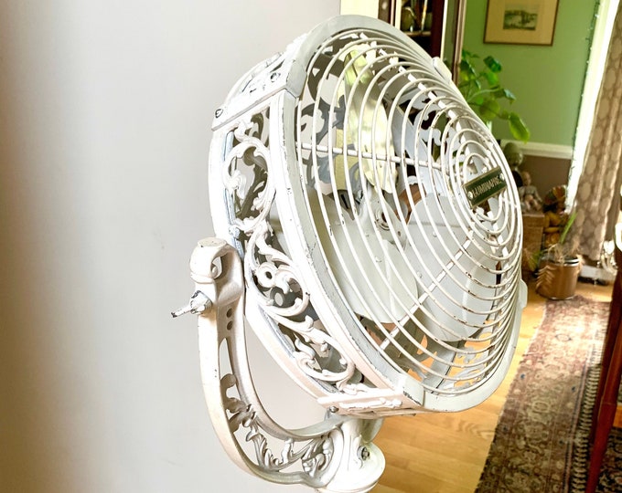 Vintage Luminaire Pedestal Fan | Ornate White Floor Fan | 2 Speed ...