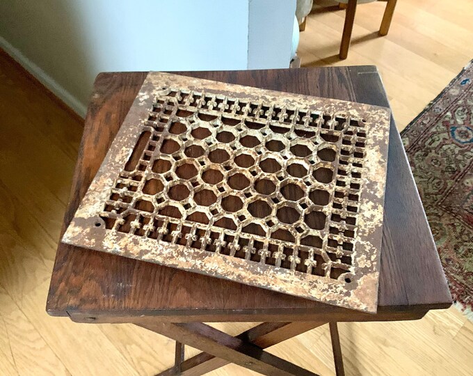 Antique Cast Iron Floor Register Cover Distressed Lattice Syle Cast ...