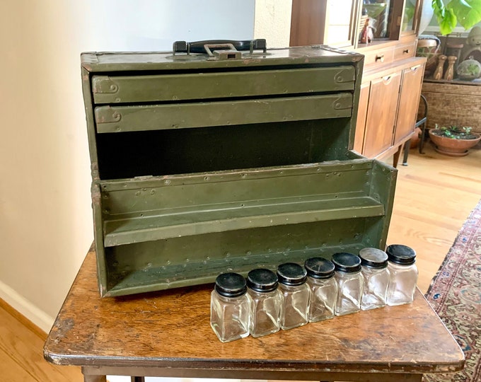 Vintage Military Tool Caddy | Small Rauchbach Military Trunk | Green US ...