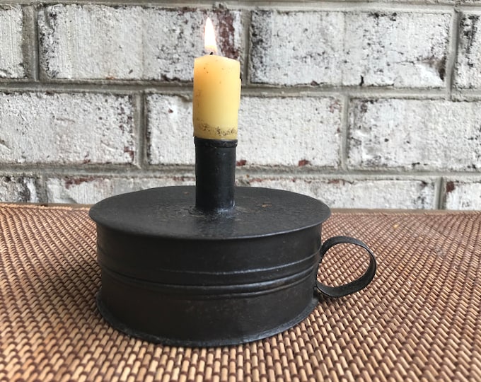 Antique Tinder Box | Rustic Candle Holder | Primitive Lighting ...