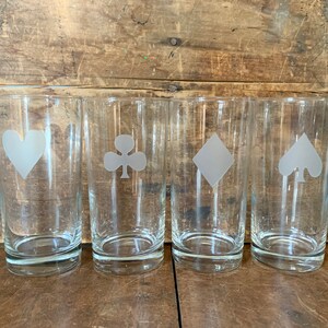 A Vintage Set of Card Suit Highball Glasses | Mid Century Modern Etched ...