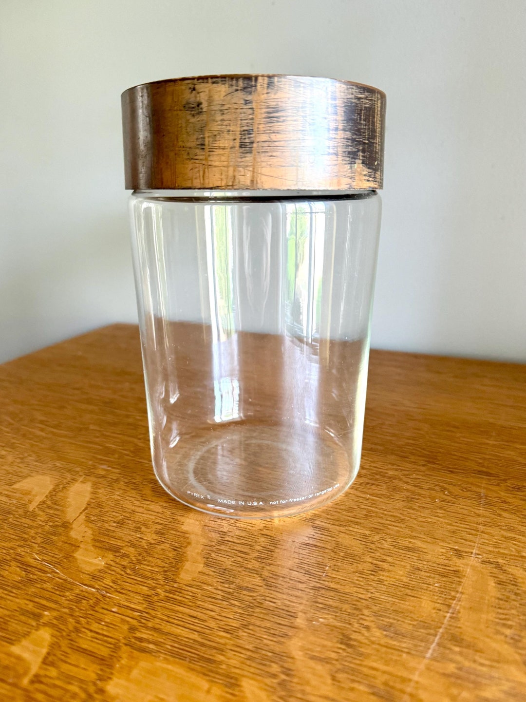 A Single Pyrex Glass Kitchen Canister | Faux Wood Top Pyrex Kitchen ...