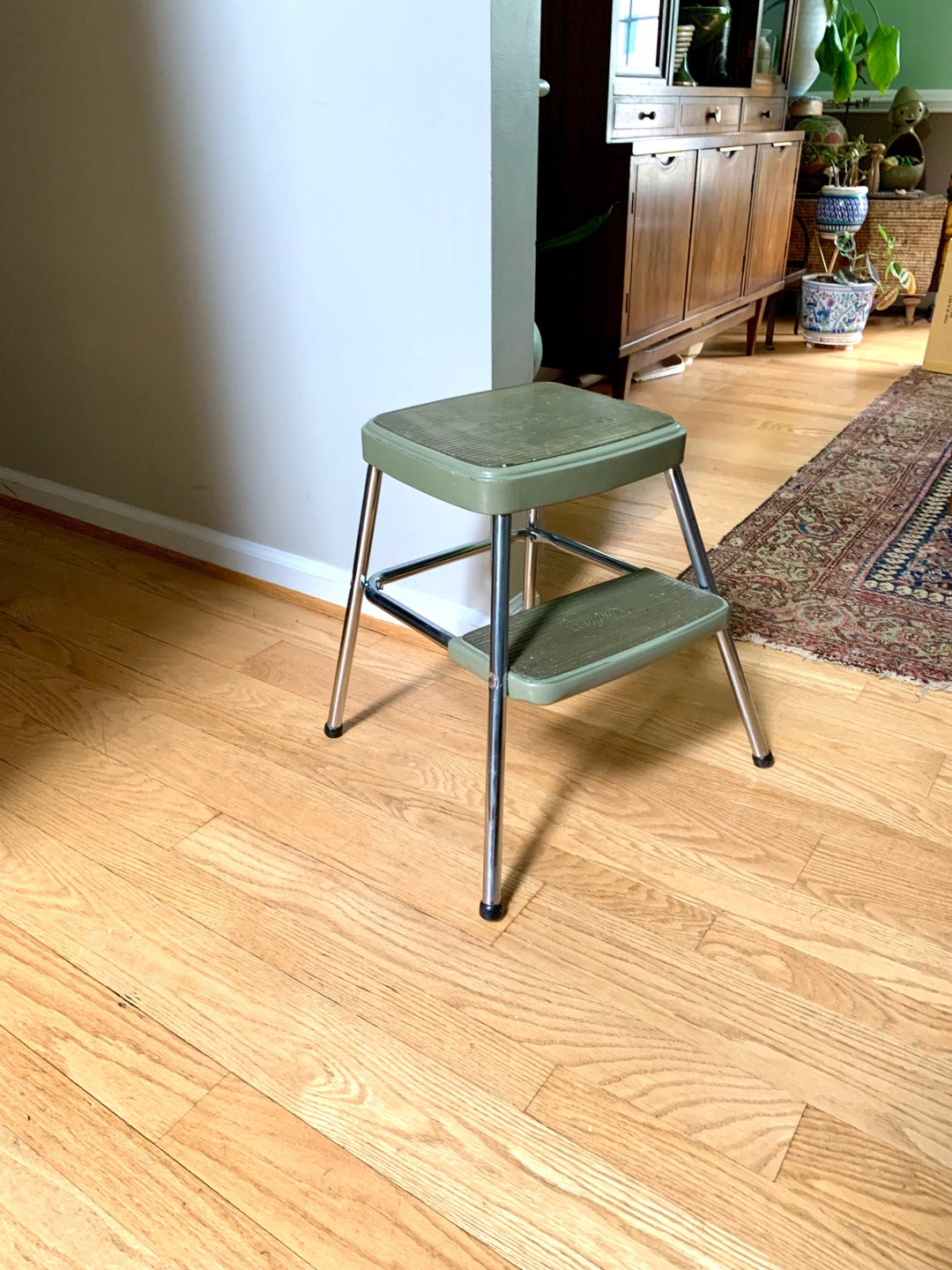 Vintage Cosco Step Stool Olive Green Step Stool Mid Century Industrial ...