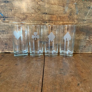 A Vintage Set of Card Suit Highball Glasses | Mid Century Modern Etched ...