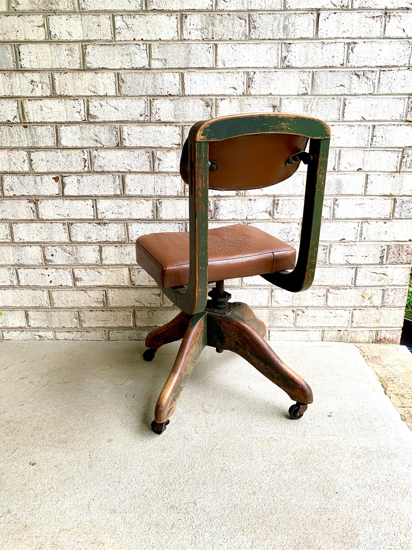 Vintage Solid Wood Desk Chair Domore Chair Co. Wooden Swivel - Etsy