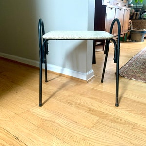 Vintage MCM Vinyl Stool | MCM Foot Stool | Rustic Black Metal Stool ...