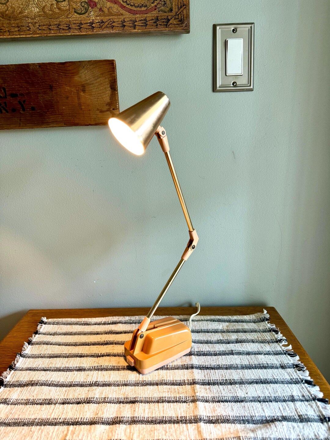 Vintage Tan Folding Table Lamp | Tensor Adjustable Lamp | Small High ...