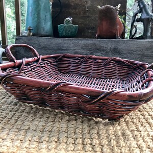 Vintage Wicker Bread Basket Rustic Wicker Storage 80's Bohemian Basket ...