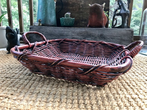 Vintage Wicker Bread Basket Rustic Wicker Storage 80's | Etsy