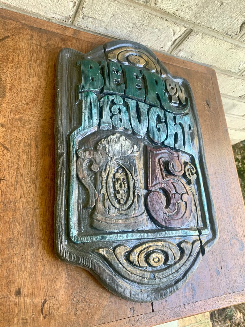 Vintage Plaster Beer Sign Beer on Draught Sign Man Cave - Etsy