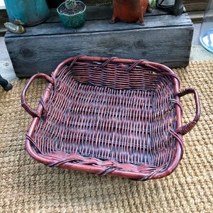 Vintage Wicker Bread Basket Rustic Wicker Storage 80's Bohemian Basket ...