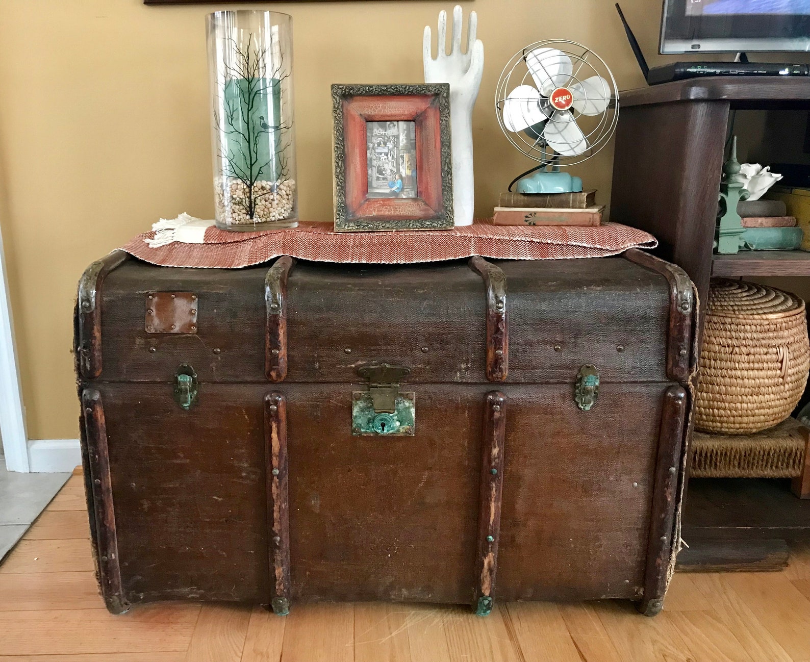 Antique Curved Chest Canvas Steamer Trunk Treasure Chest - Etsy