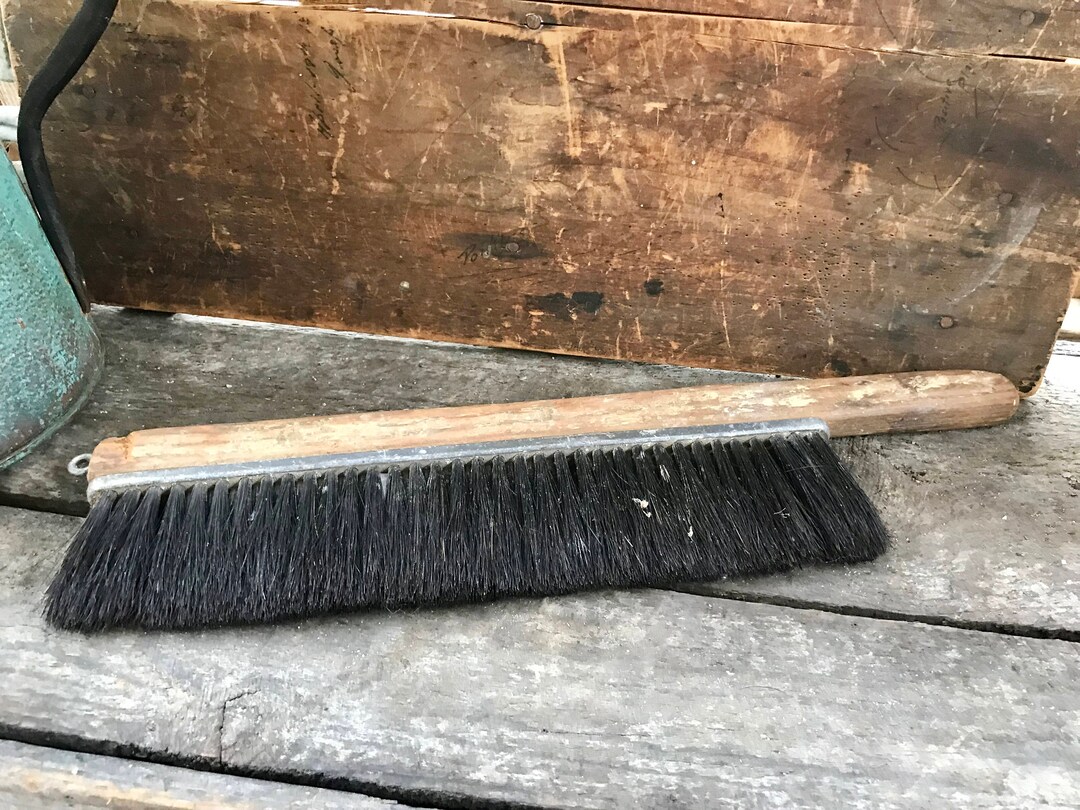 Vintage Large Wood Handled Wall Paper Brush | Rustic Bristle Brush ...