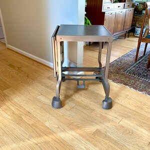 Vintage Metal Typewriter Stand Secretary Stand Drop Leaf Rolling Metal ...