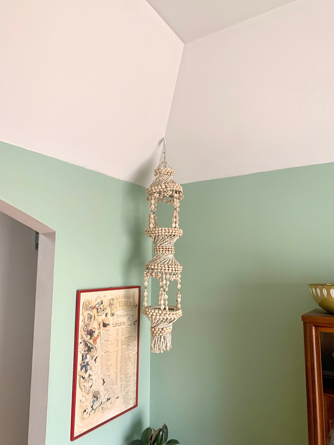 Vintage Seashell Cowrie Plant Hanger | 43" Tiered Cowrie Hanging ...