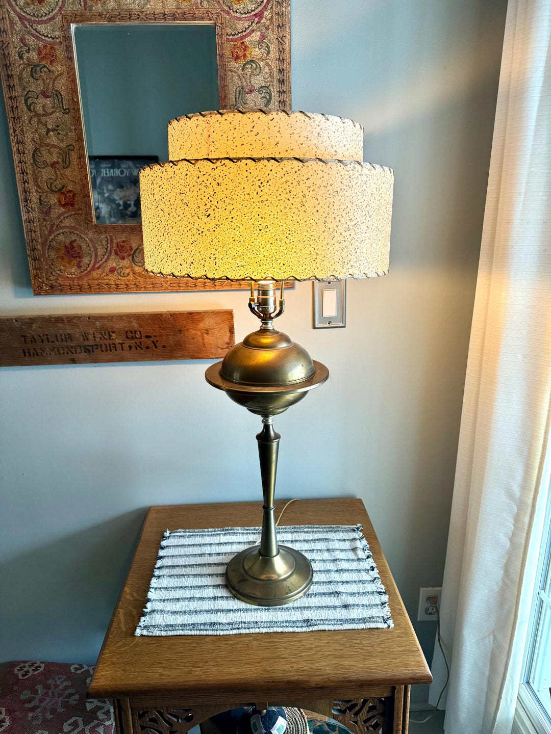 A Large Brass Atomic Table Lamp | Machine Age UFO Brass Lamp | Atomic ...