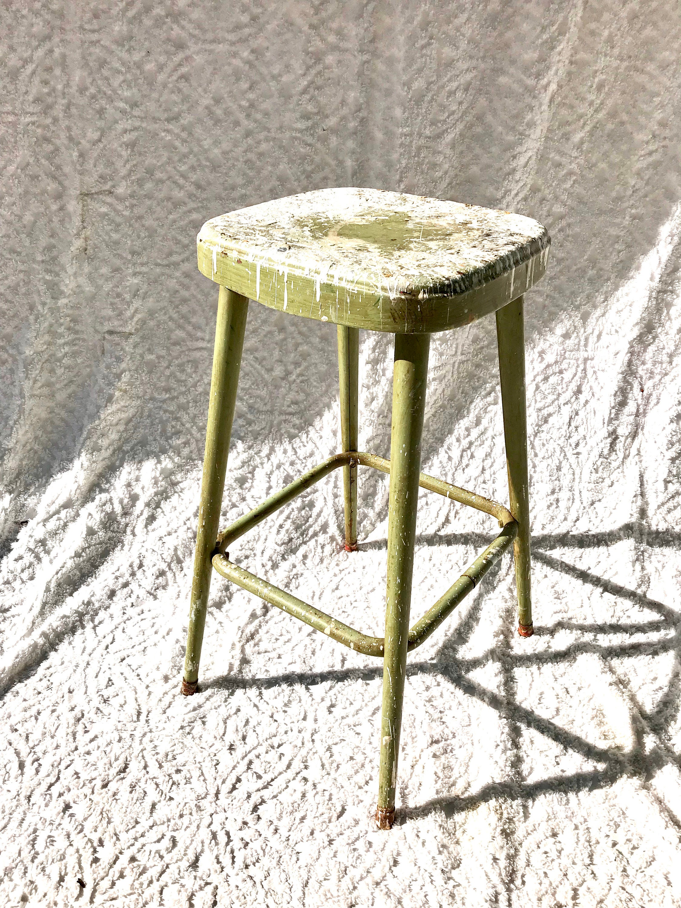 Tall Metal Stool Rustic Painted Stool Industrial Painters | Etsy