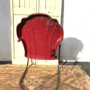 Vintage 1950s Metal Patio Chair | Shell Back Patio Chair | Distressed ...