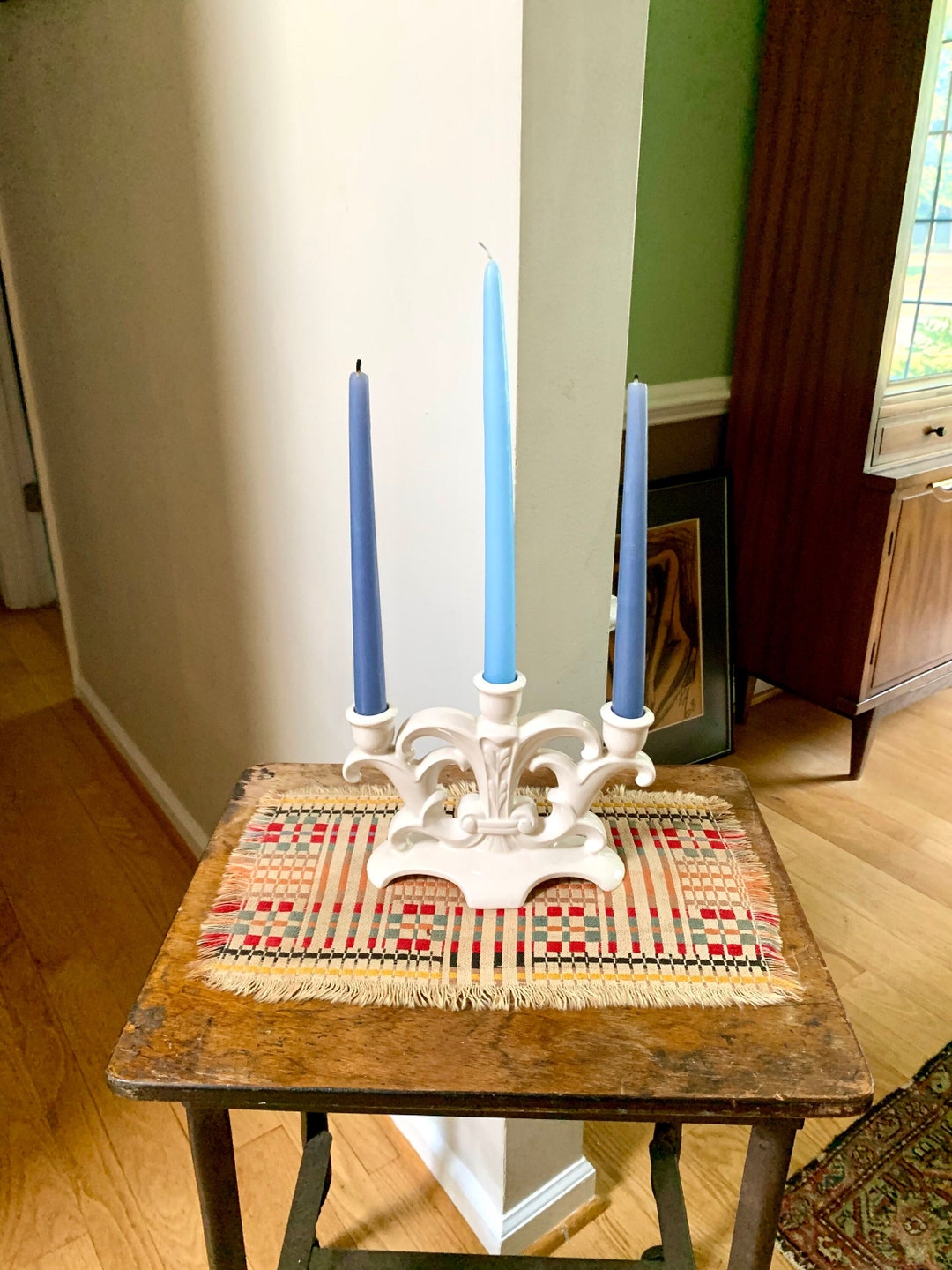Vintage Holland Mold Ceramic Candelabra | Three Candlestick Ceramic ...