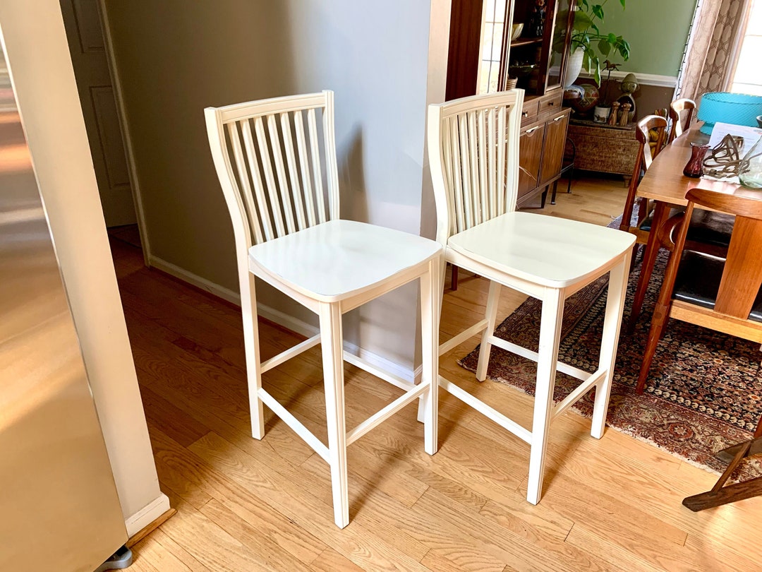Vintage White Bar Stools Set of 2 Breakfast Bar Stools White Tall ...