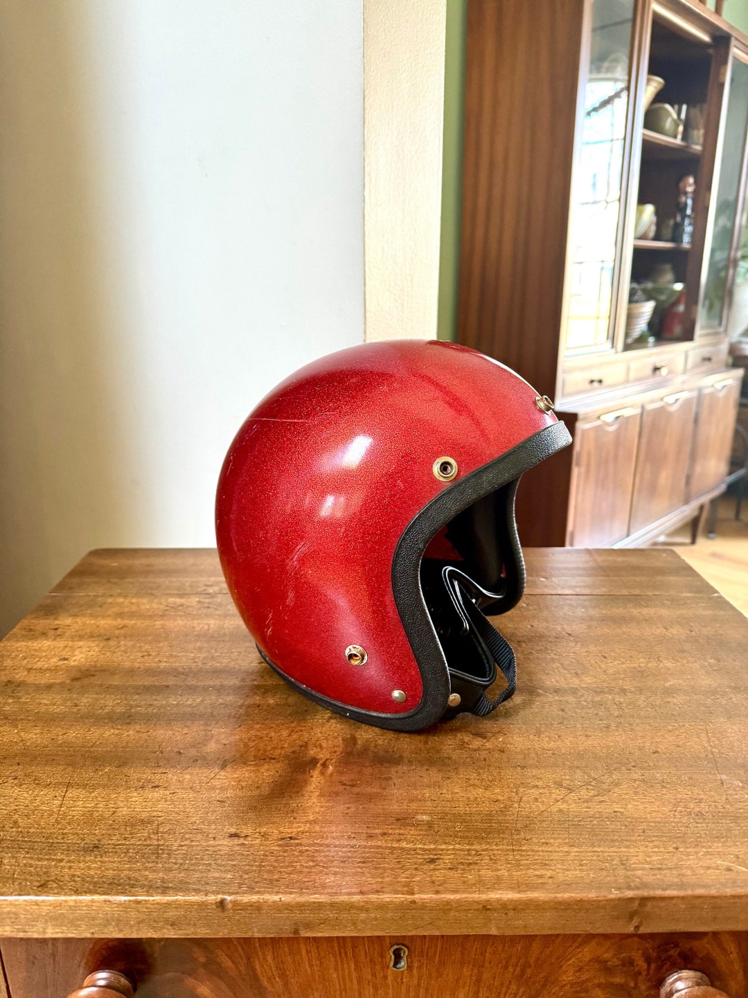 Vintage Arthur Fulmer AF-20 Red Flake Motorcycle Helmet | Open Face ...