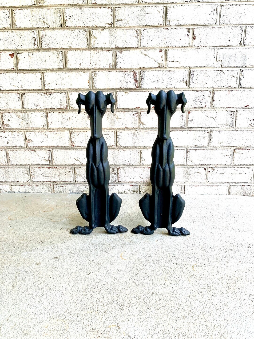 Vintage Art Deco Dog Andirons Sculpted Dog Andirons Chrome - Etsy