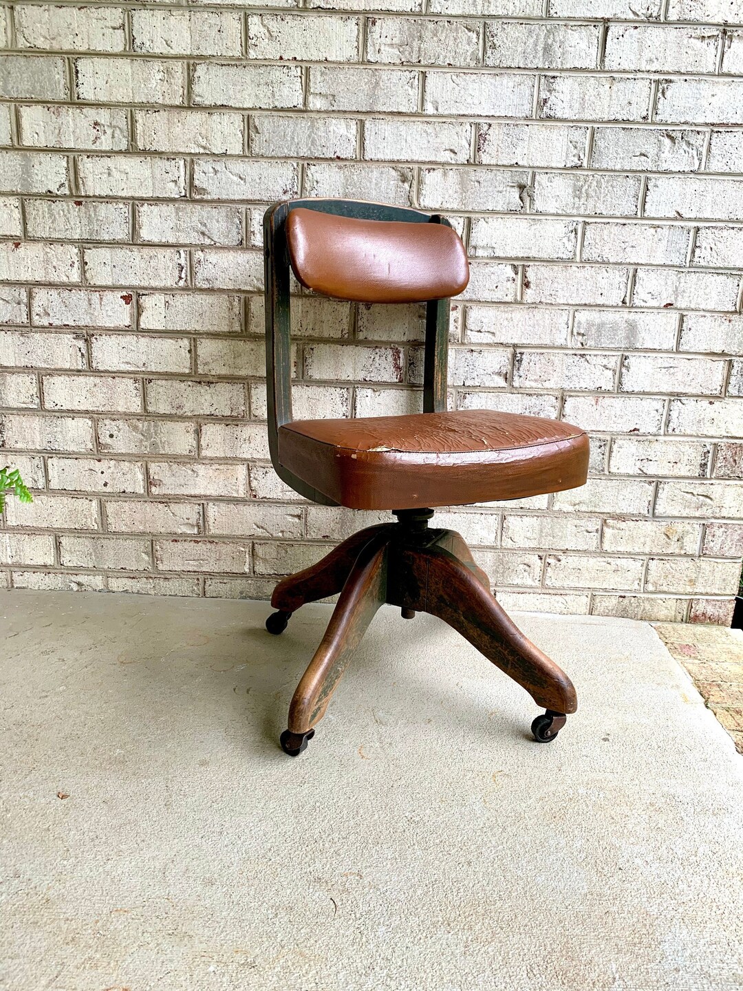 Vintage Solid Wood Desk Chair Domore Chair Co. Wooden Swivel - Etsy