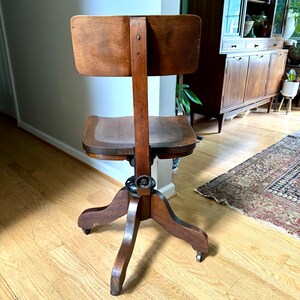 Vintage Solid Wood Desk Chair | Wooden Swivel Chair | Wood Industrial ...