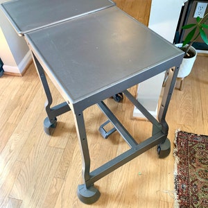 Vintage Metal Typewriter Stand Secretary Stand Drop Leaf Rolling Metal ...