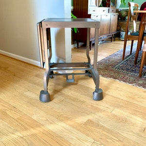 Vintage Metal Typewriter Stand Secretary Stand Drop Leaf Rolling Metal ...