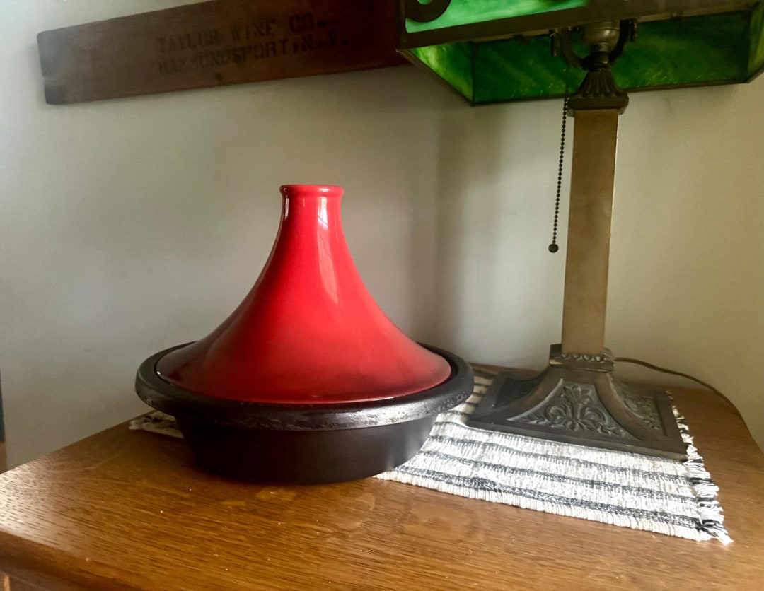 Vintage Le Creuset Moroccan Tagine Pot | Cerise Enamel Cast Iron Tagine ...