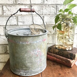 Rustic Minnow Bucket | Metal Bait Bucket With Net | Two Piece Minnow ...