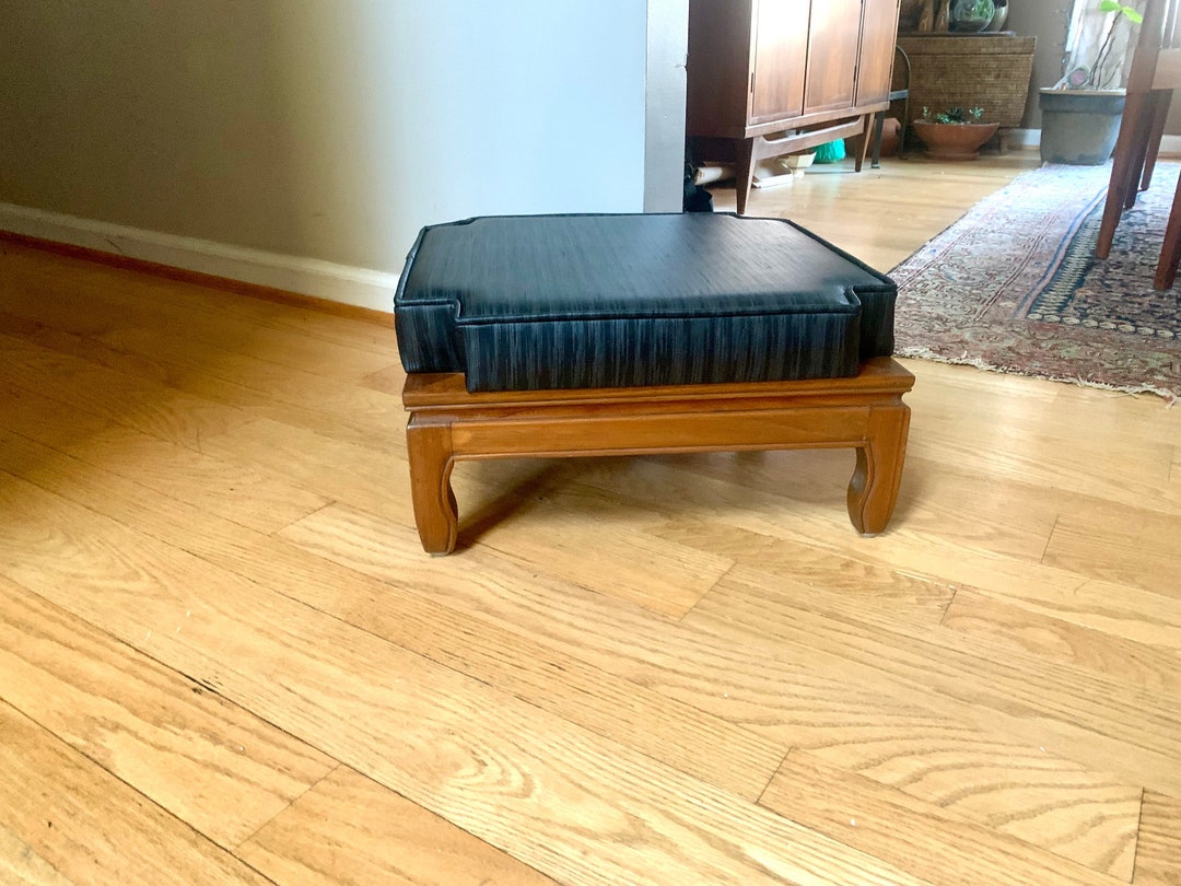 A Vintage Black Vinyl Foot Stool | Black Vinyl Stool | 3 Available ...