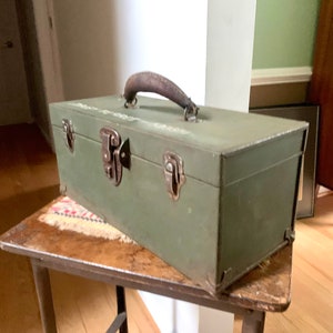 Vintage Army Green Tool Box Green Military Toolbox Rustic Storage Box ...