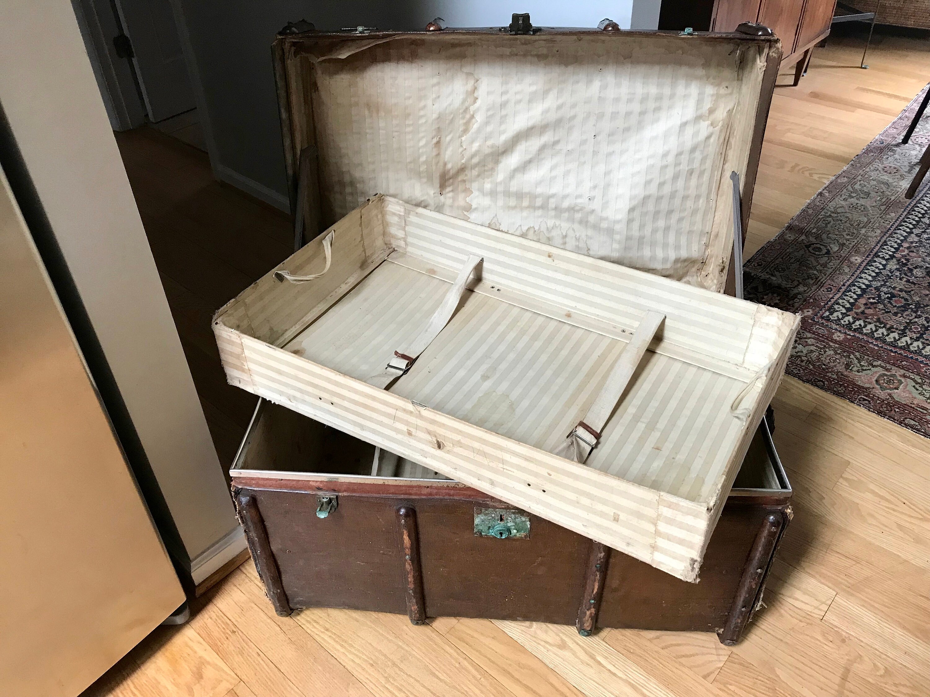 Antique Curved Chest Canvas Steamer Trunk Treasure Chest - Etsy