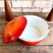 Vintage Red and Orange Enamel Pot Rustic Red Enamel Casserole Dish Red ...