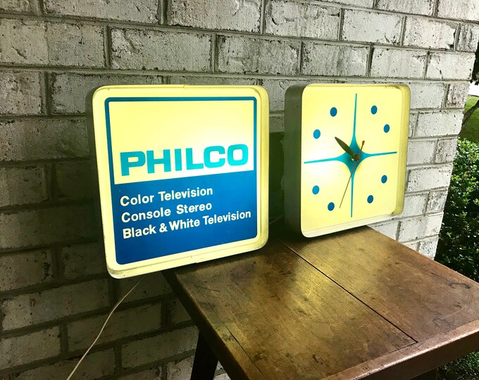 Working Philco Advertisement Wall Clock | Philco Lighted Industrial ...