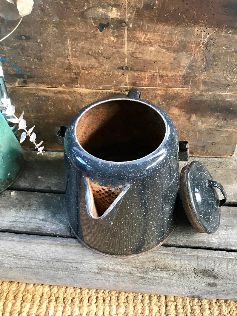 Rustic Graniteware Coffee Pot Planter Vintage Rustic Plant - Etsy