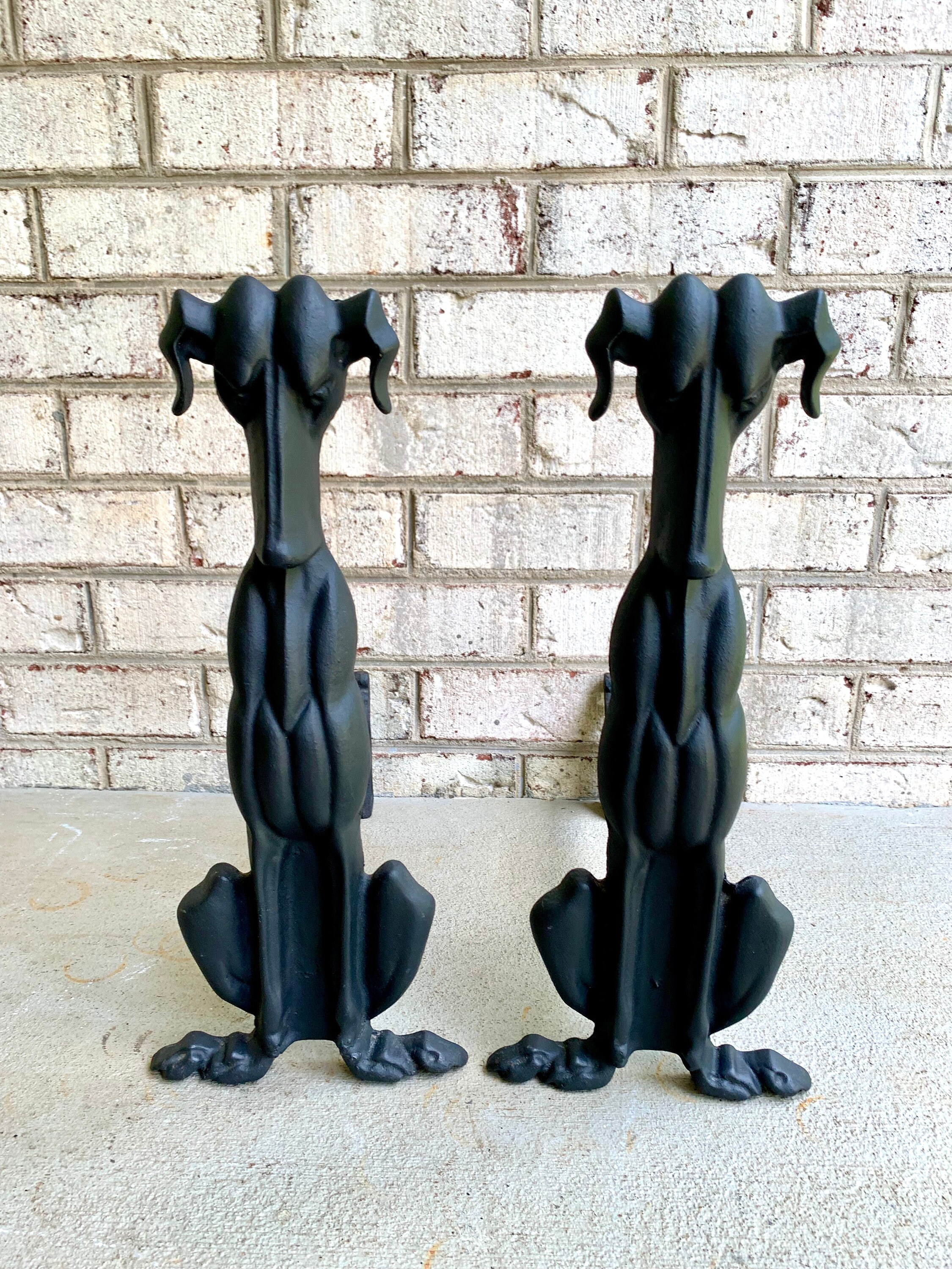 Vintage Art Deco Dog Andirons Sculpted Dog Andirons Chrome - Etsy