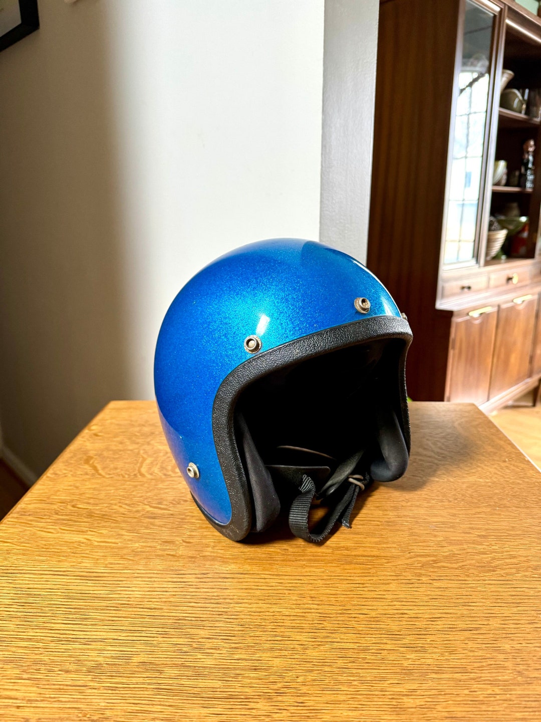 Vintage Eagle 2000 Blue Metal Flake Motorcycle Helmet | Open Face ...