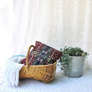 Vintage Wicker Basket With Handle | Rustic Wicker Storage | 80's ...