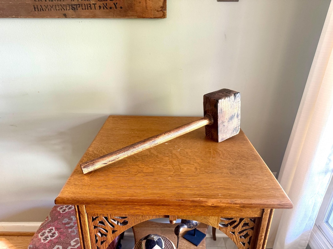 Vintage Large Wood Mallet | Hand Made Wooden Mallet | Decor Wooden ...