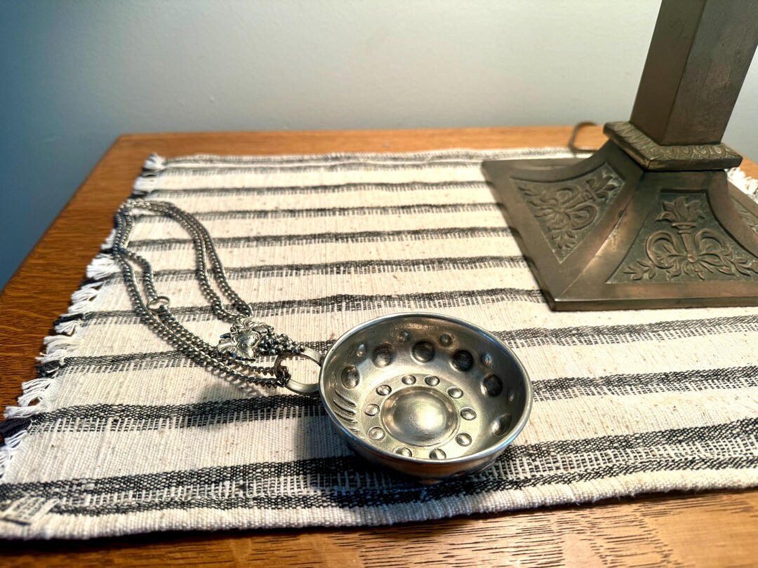 Vintage Pewter Wine Tastevin on Chain Pewter Wine Tasting Cup on Chain ...