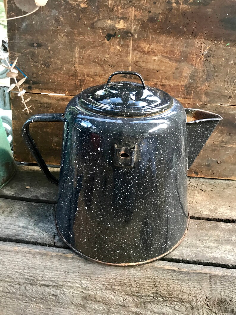 Rustic Graniteware Coffee Pot Planter Vintage Rustic Plant | Etsy