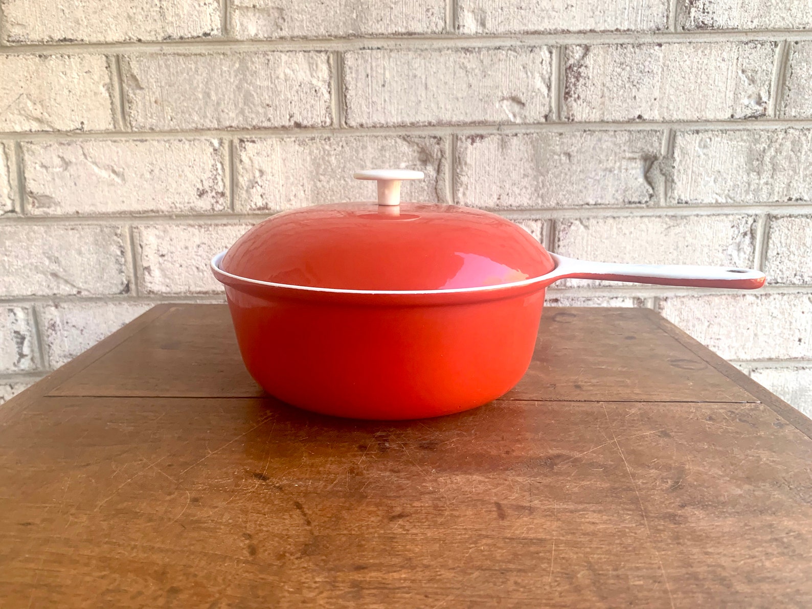 Vintage Red and White Enamel Prizer-ware Pot With Lid - Etsy