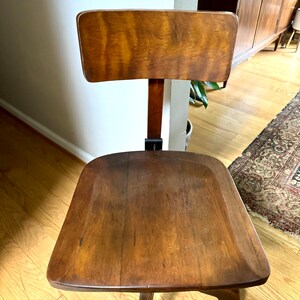 Vintage Solid Wood Desk Chair | Wooden Swivel Chair | Wood Industrial ...