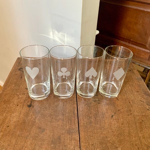 A Vintage Set of Card Suit Highball Glasses | Mid Century Modern Etched ...