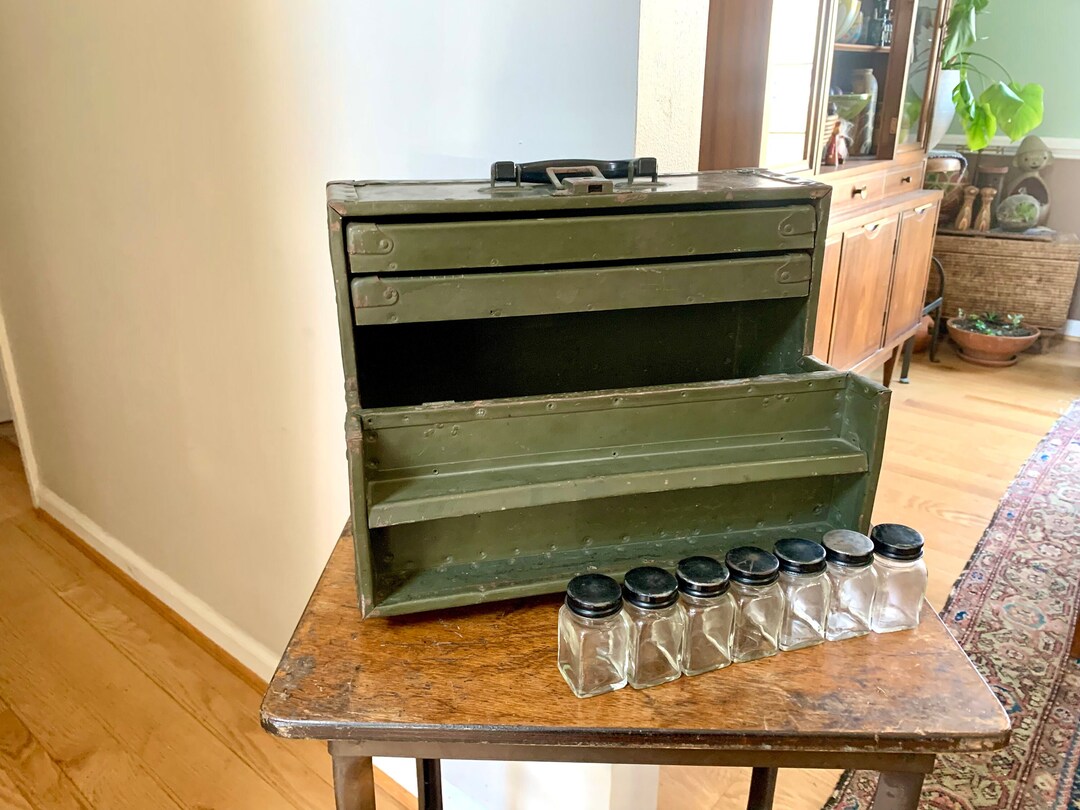 Vintage Military Tool Caddy Small Rauchbach Military Trunk Green US ...