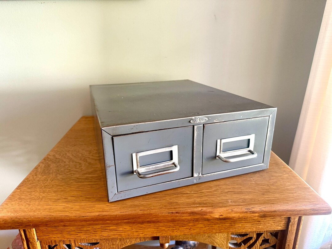 Vintage Rustic Cole-steel Cabinet | Gray Metal Index Card Catalog ...